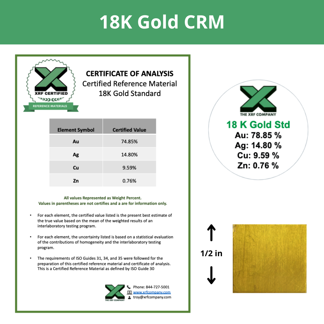 18K Gold CRM - Certified Reference Materials - Precious Metals - For X ...
